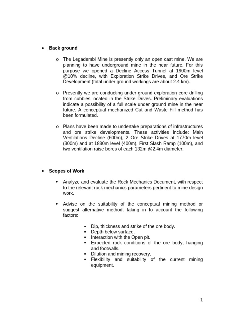 Ken Rhodes scopes of work | PDF | Mining