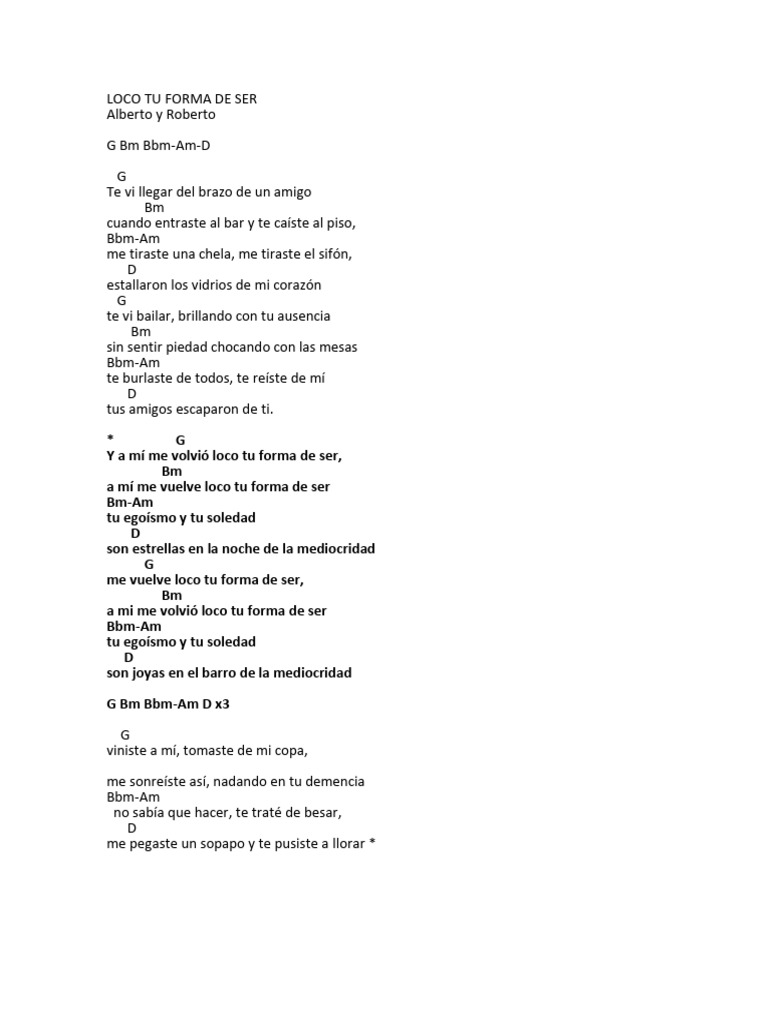 Loco Tu Forma de Ser | PDF