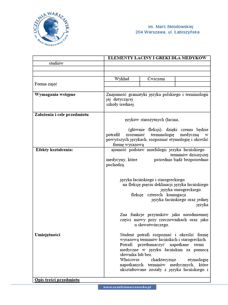 Elementy Łaciny I Greki Dla Medyków | PDF
