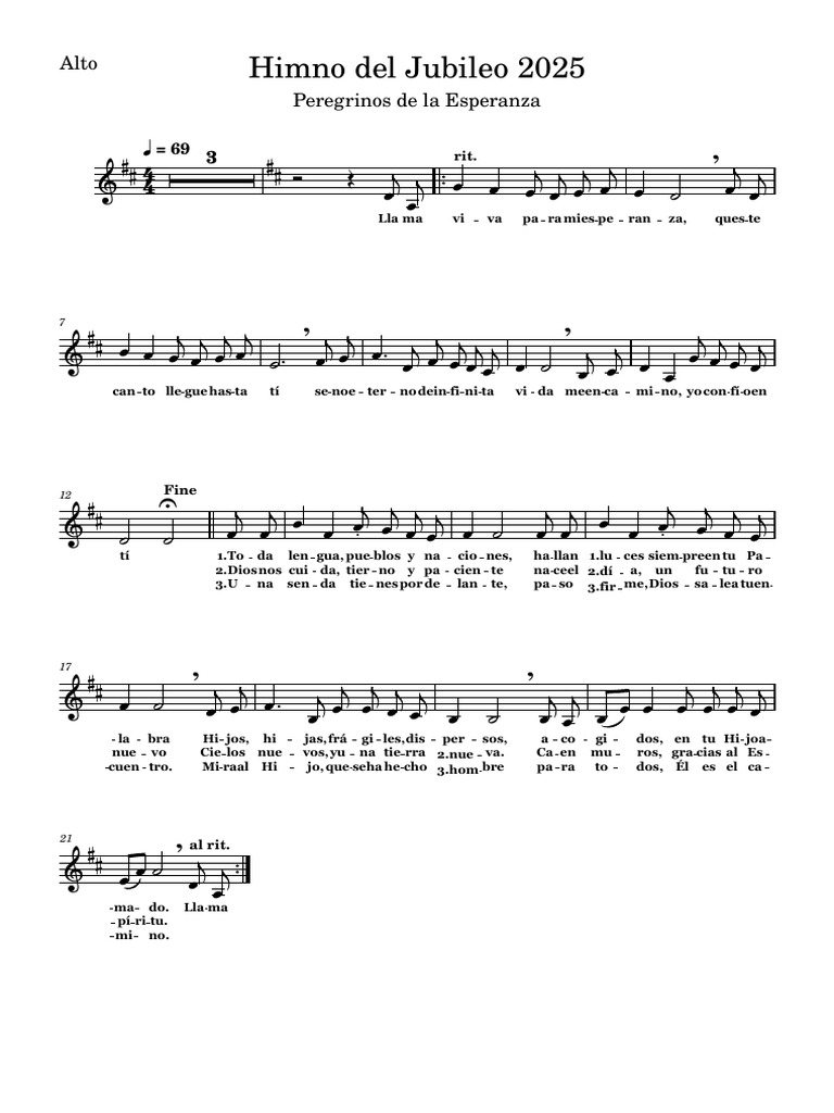 Himno Del Jubileo 2025-Voz | PDF