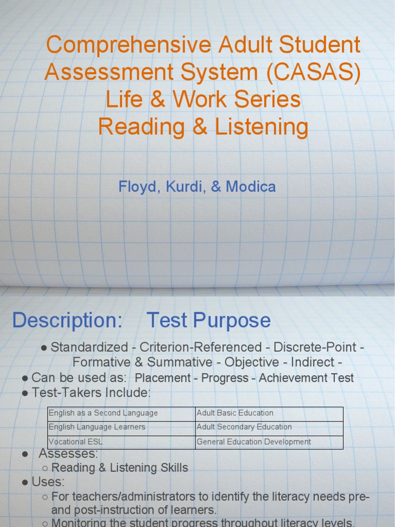 CASAS Presentation | PDF | Multiple Choice | Test (Assessment)