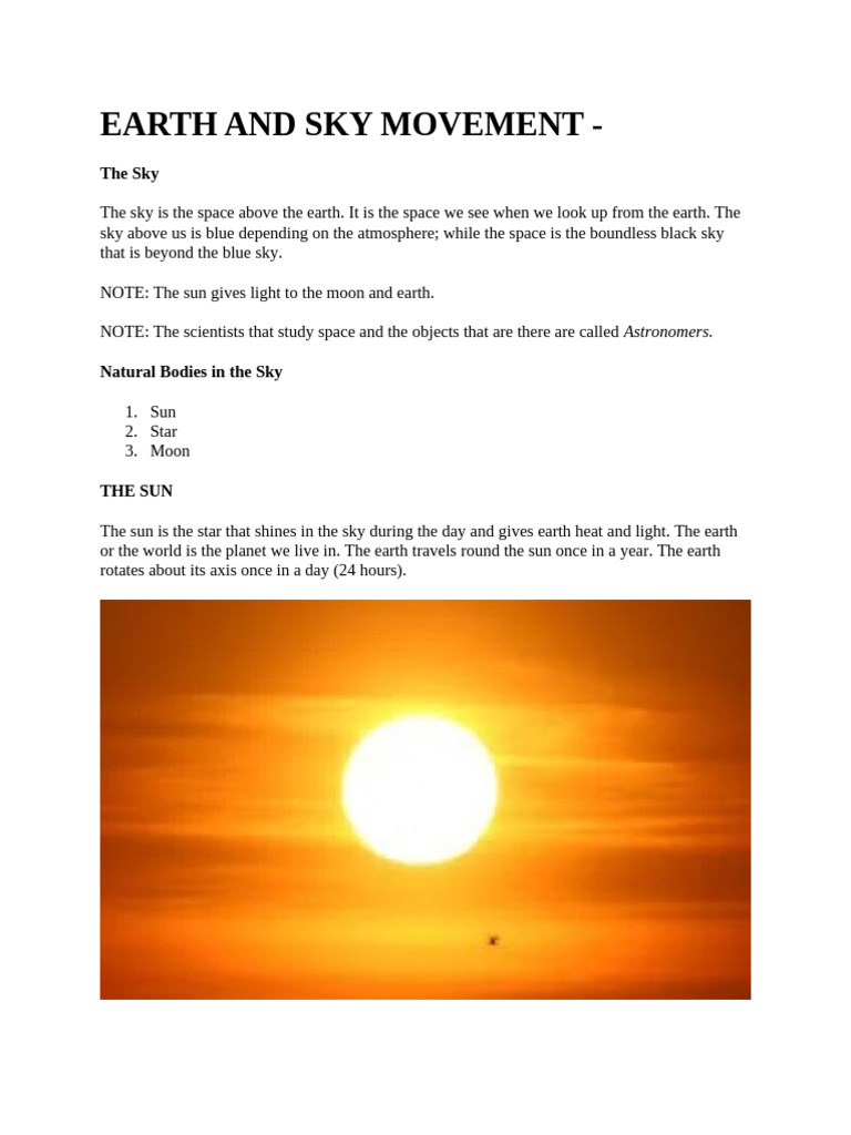 Earth and Sky Movement Explained | PDF | Planets | Eclipse
