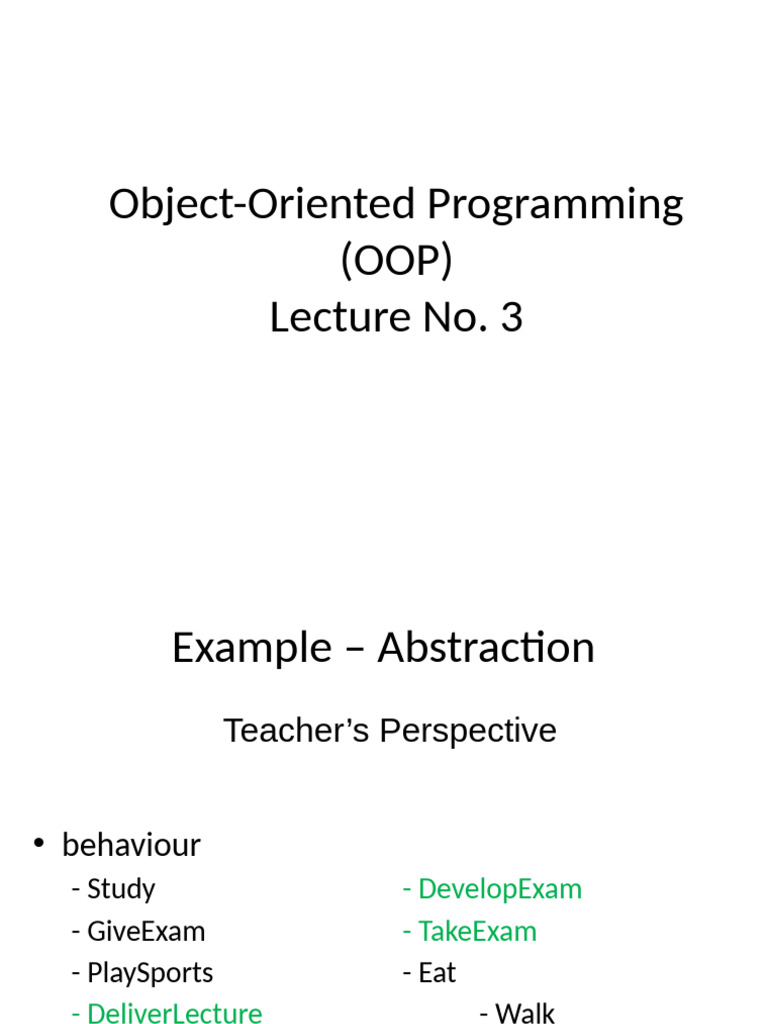 Ntu Cs Oop Csc 2071 Lec 3 Pdf Inheritance Object Oriented Programming Abstraction