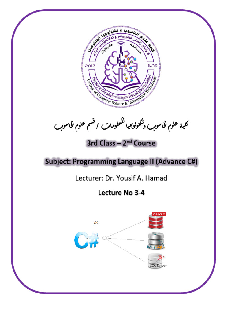 Lecture 3-4 2nd Course C# | PDF | Databases | Microsoft Sql Server