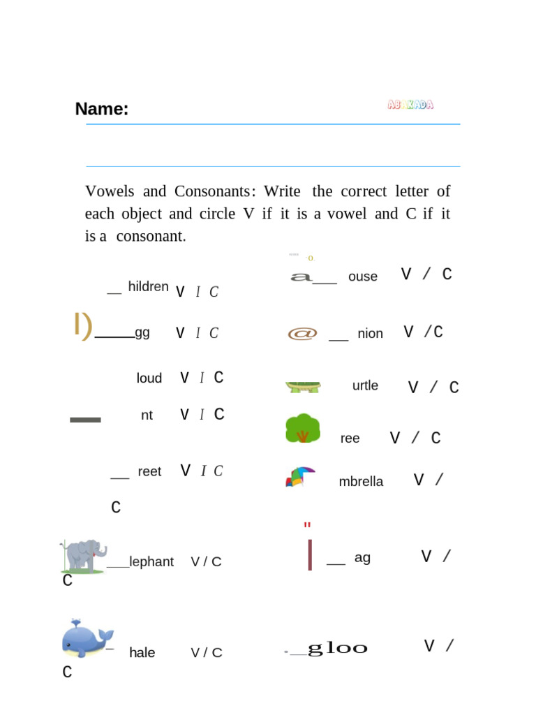 consonant-and-vowel-worksheet-5 | PDF