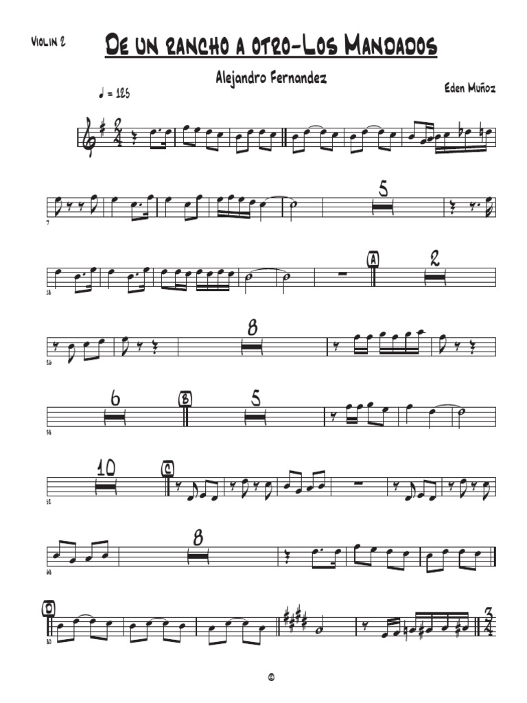 De Un Rancho A Otro-Los Mandados - Violin 2 | PDF