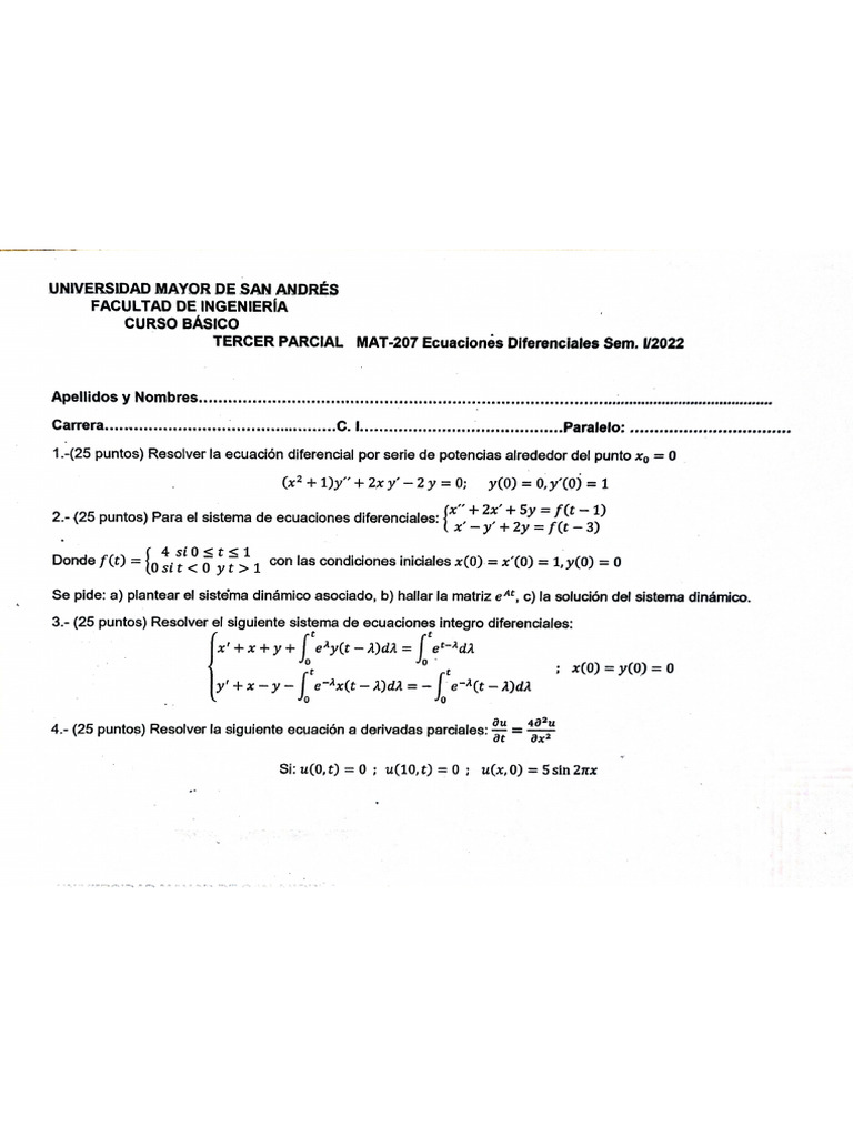 Mat 207 3er Parcial y Soluciones | PDF