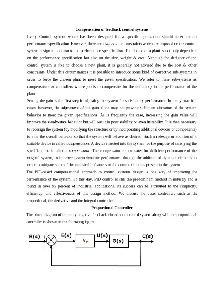 Compensation of Feedback Control Systems 1 | PDF | Control Theory ...