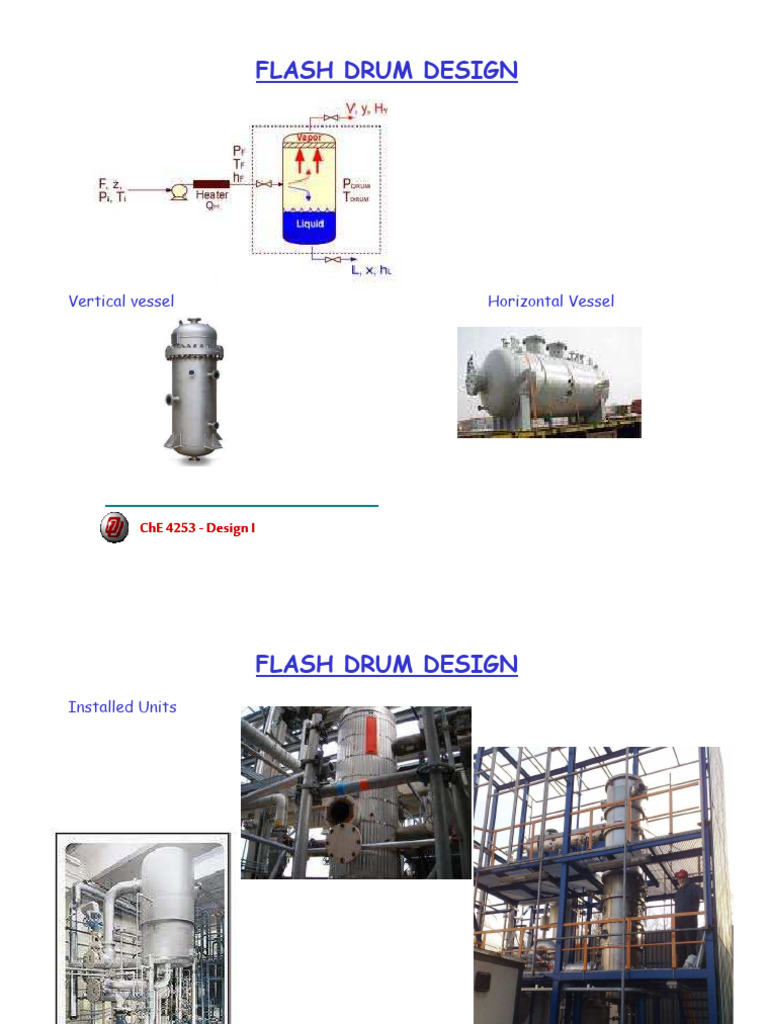 FLASH DRUM DESIGN ChE 4253 Design I ChE | PDF | Drag (Physics) | Liquids