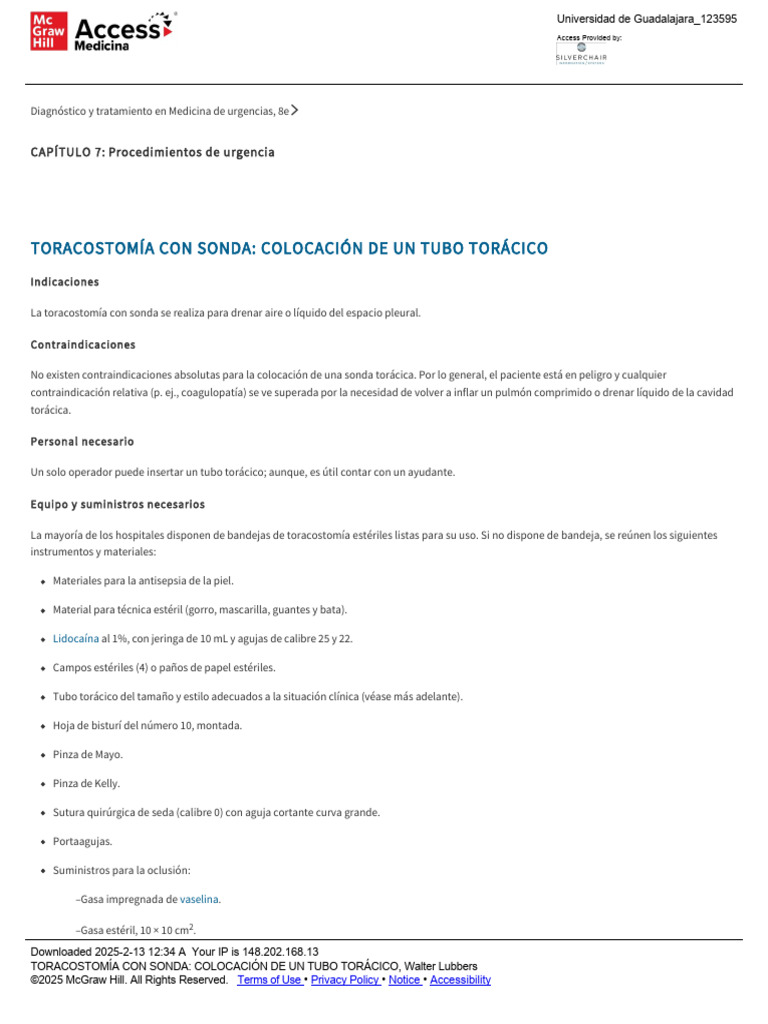 TORACOSTOMÍA CON SONDA_ COLOCACIÓN DE UN TUBO TORÁCICO | PDF | Tórax ...