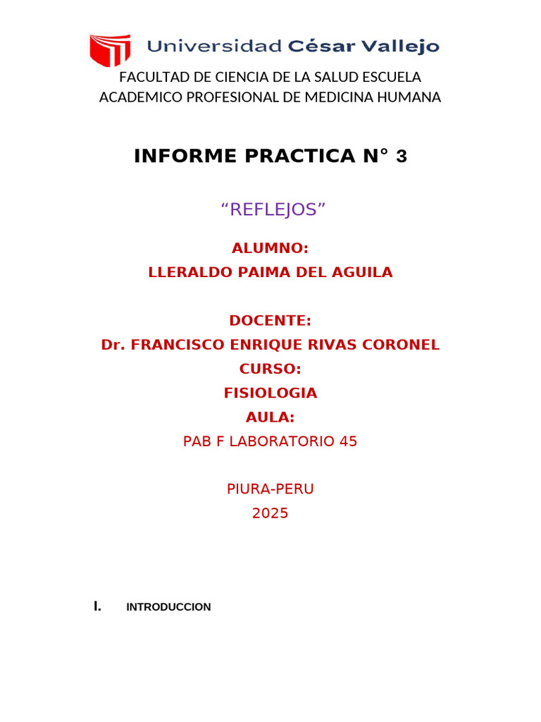 Informe 3 Reflejos | PDF