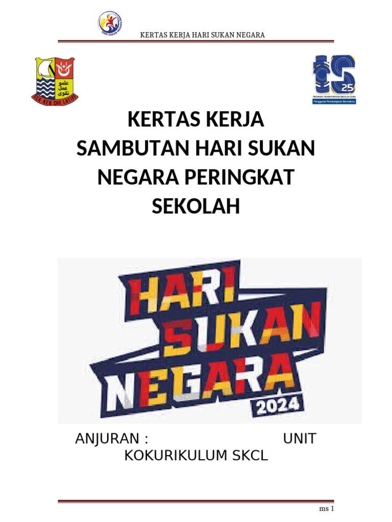 Kertas Kerja Hari Sukan Negara SKCL 2024 | PDF