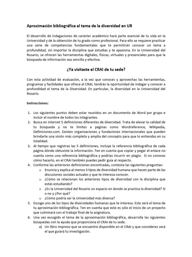 Aproximación Bibliográfica Al Tema de La Diversidad en UR - CORTE II ...