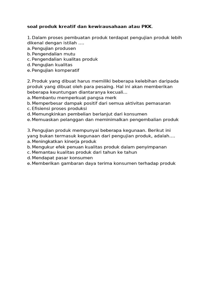 Bank Soal Pkwu - PKK DKV | PDF