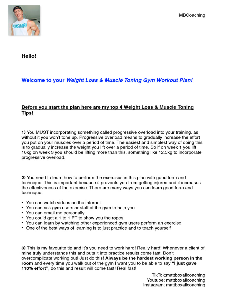 Gym & Ab Workout Plan | PDF | Physical Exercise | Physical Fitness