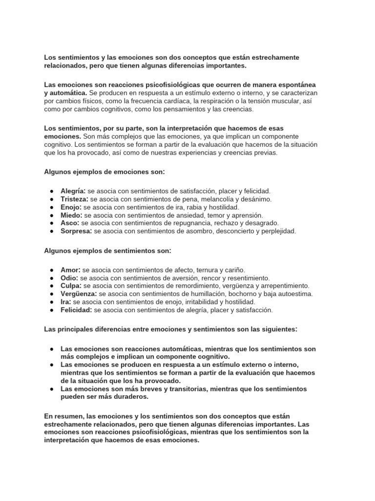 Qué Son Los Sentimientos y Emociones, Listado de Ellas, Cuáles Son Las Diferencias Entre Ambas ...
