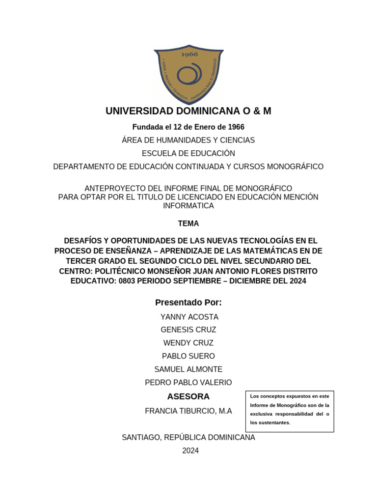 ANTEPROYECTO Correccion No.5 (1) - 1 | PDF | Enseñando | Tecnología de información y comunicaciones