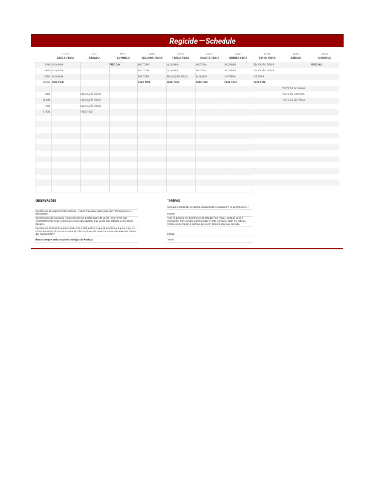 Regicide - Schedule | PDF