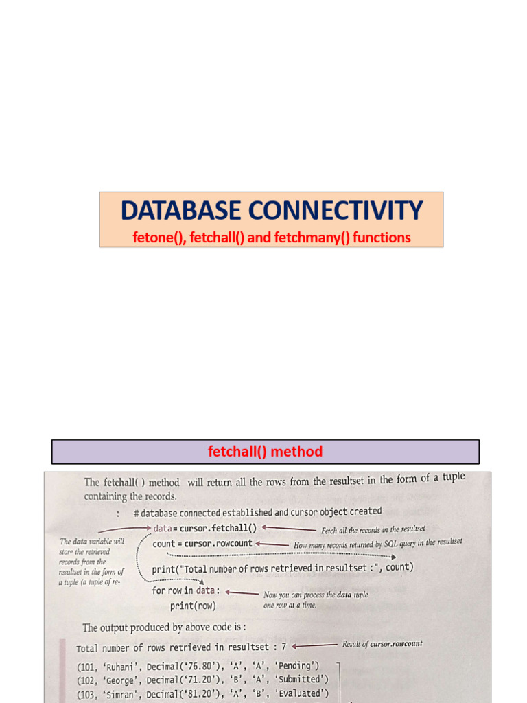 Fetctone Fetchall Fetchmany | PDF