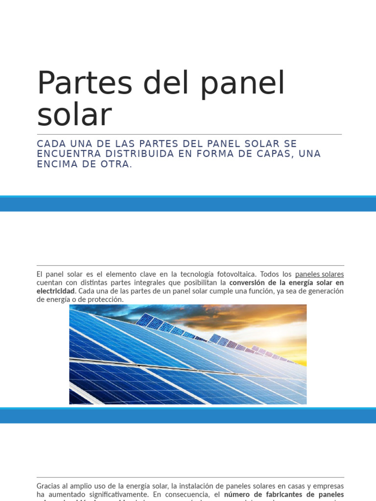 Partes Del Panel Solar | PDF | Panel solar | Energía solar