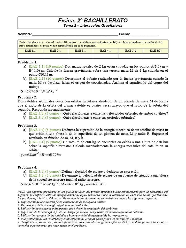 Tema 2 . - Interacción Gravitatoria IV | PDF | Orbita | Masa