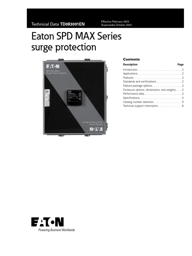 TVSS SPD 01 Eaton-spd-max-technical-data-TD083001EN | PDF | Electrical ...