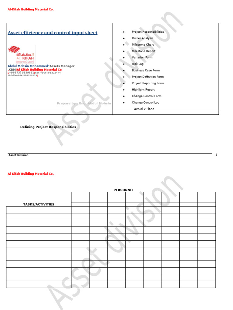 Project Control Sheet | PDF | Risk | Business