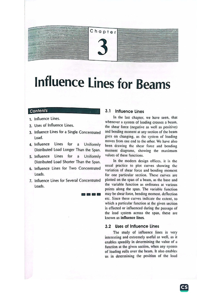 u 3 Influence Lines for Beams | PDF