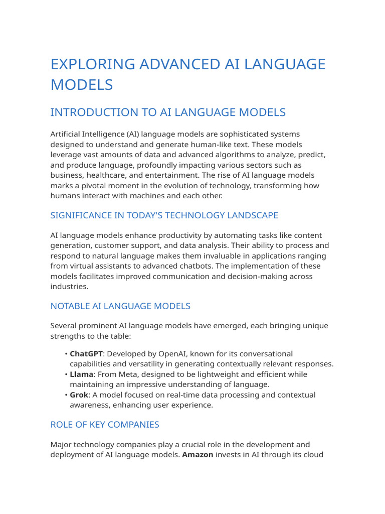 Advanced AI Language Models Overview | PDF | Artificial Intelligence ...