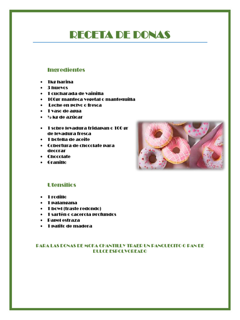 Receta Fácil de Donas Caseras | PDF
