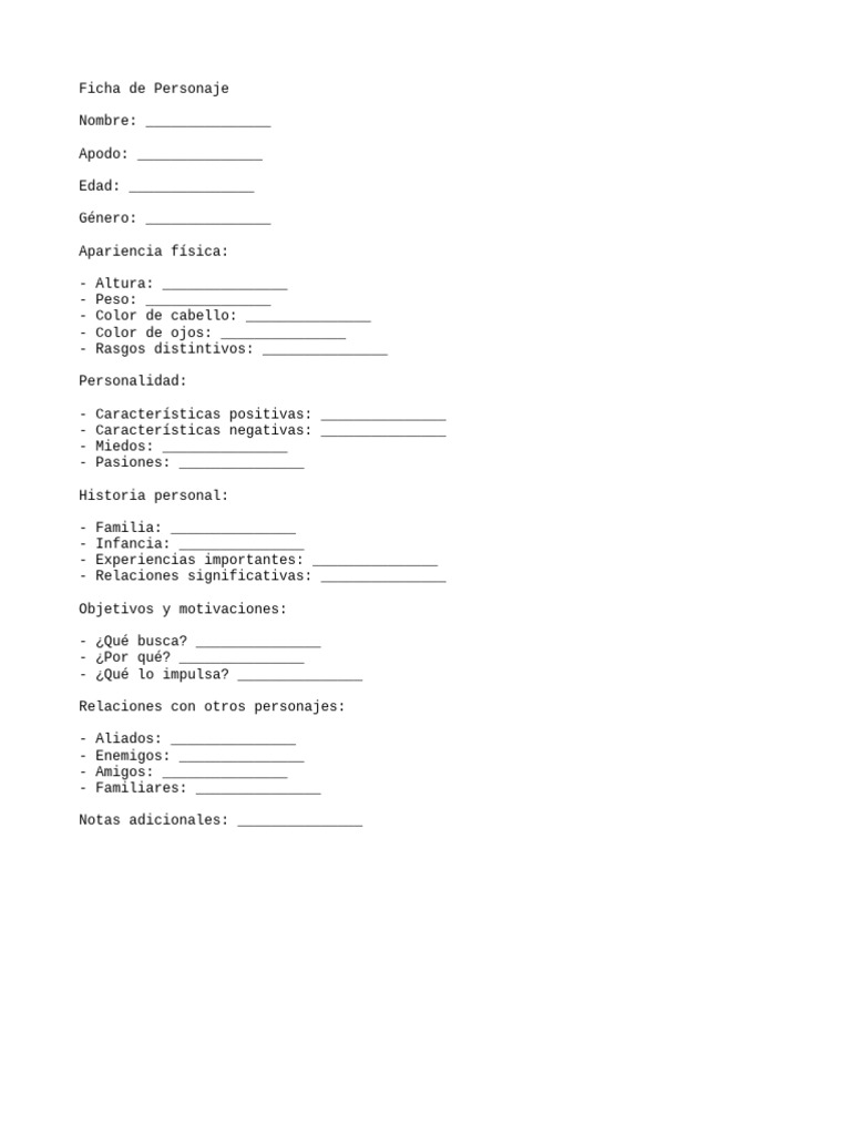 Ficha de Personaje | PDF