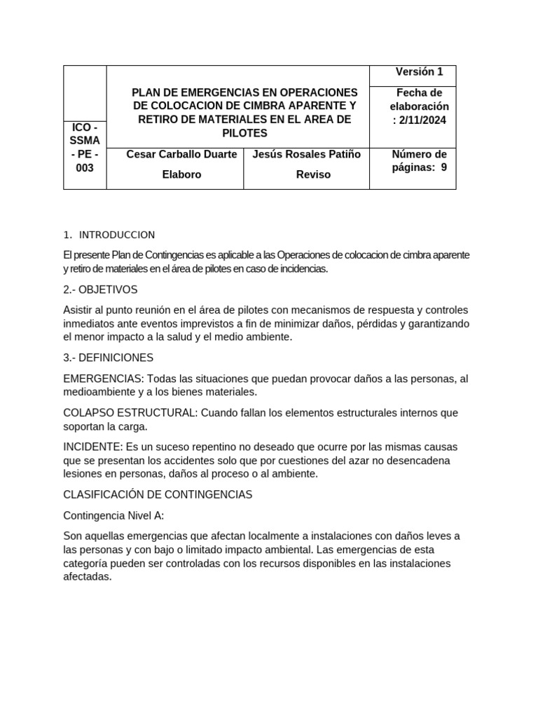 Plan de Emergencias Retiro de Materiales | PDF | Primeros auxilios