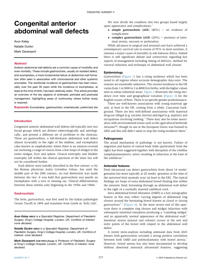 Congenital anterior abdominal wall defects | PDF | Medical Specialties ...
