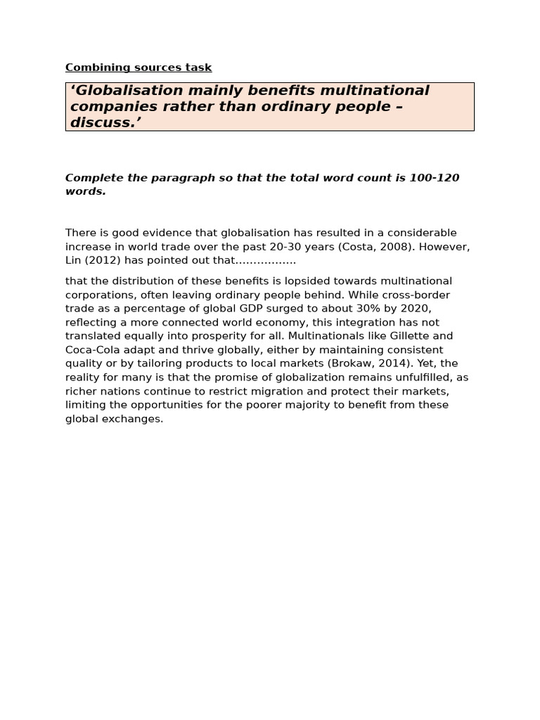 Combining Sources Paragraph - Copy | PDF