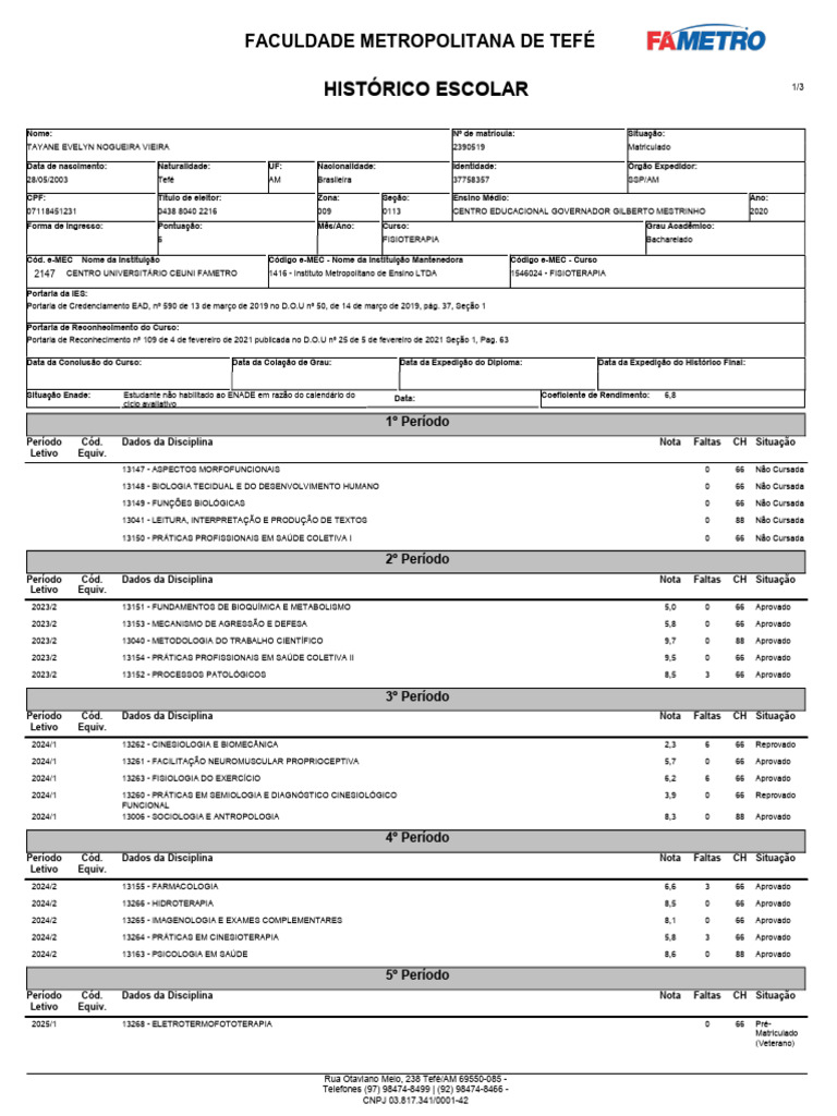 documentos fametro | PDF | Fisioterapia | Metabolismo