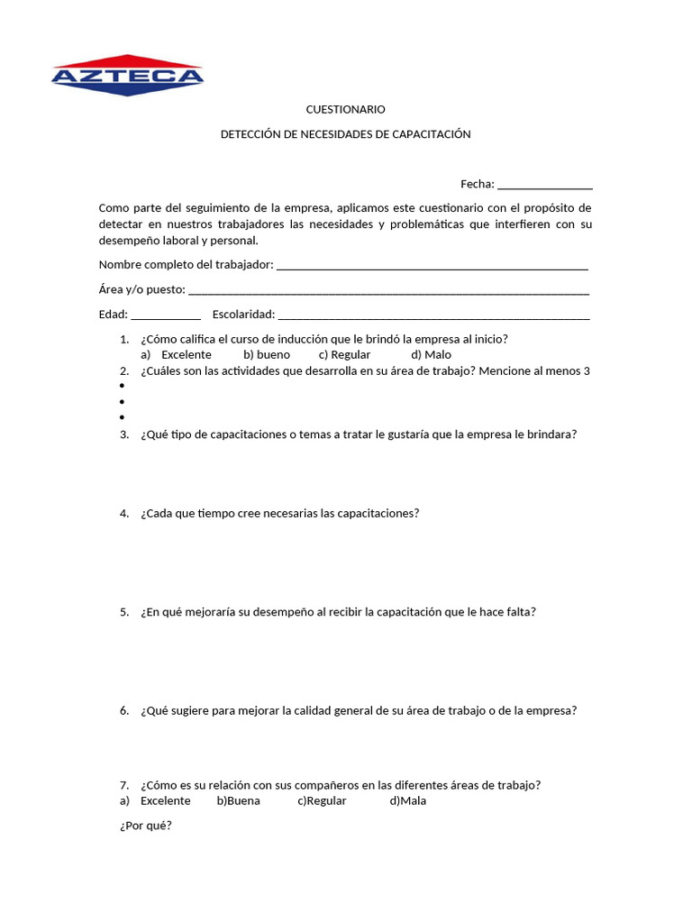 Cuestionario DNC | PDF