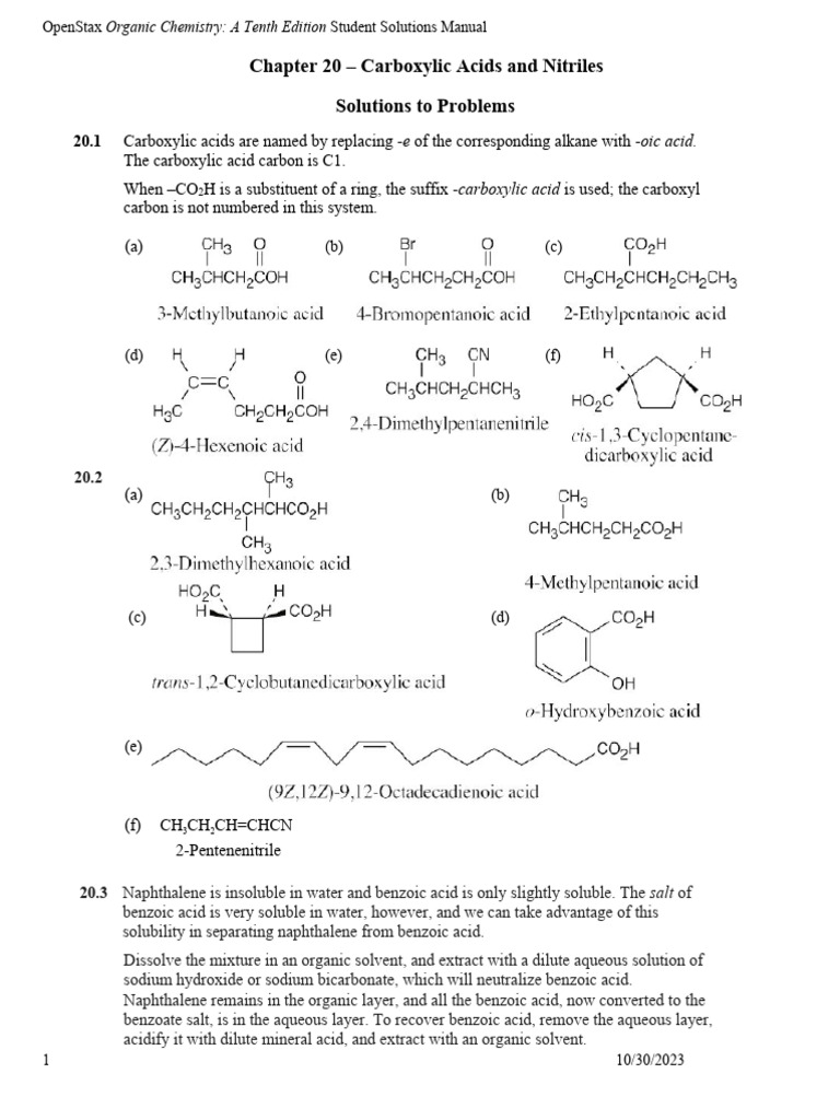 OrganicChemistry10e SSM Ch20 | PDF | Acid | Carboxylic Acid