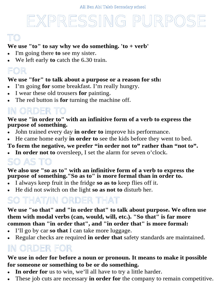 Expressing Purpose | PDF