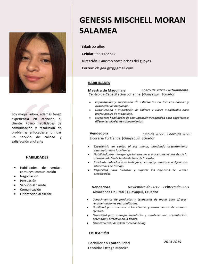 CV Genesis Moran | PDF | Business