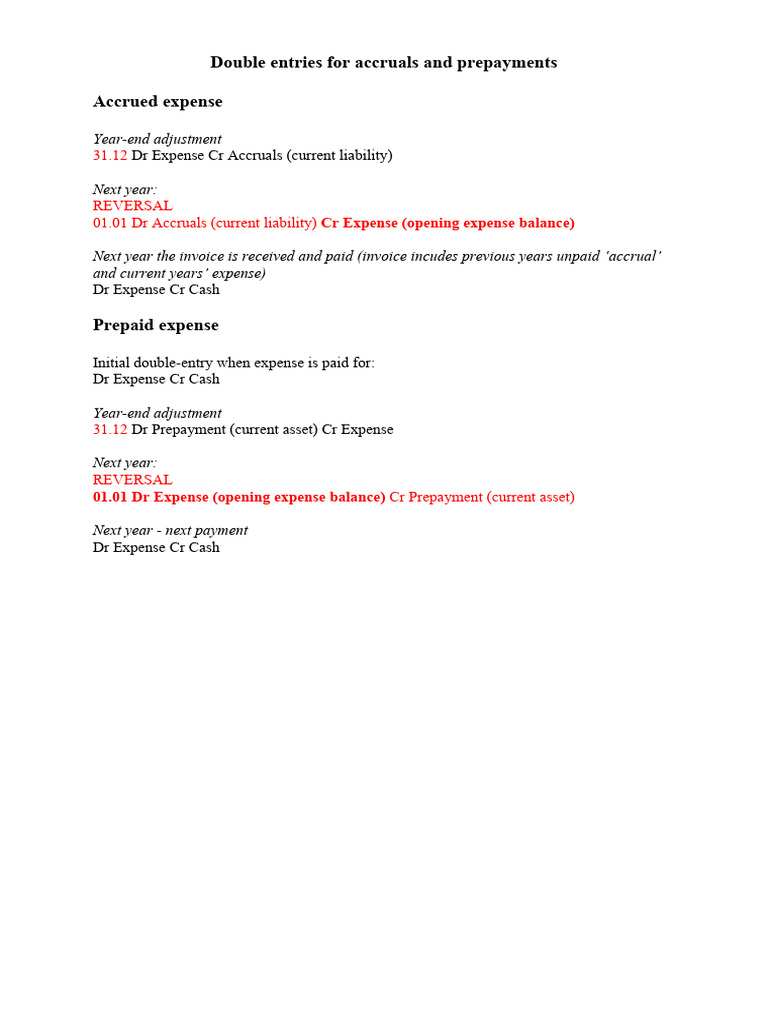 Accrued and Prepaid Expense Double Entries | PDF