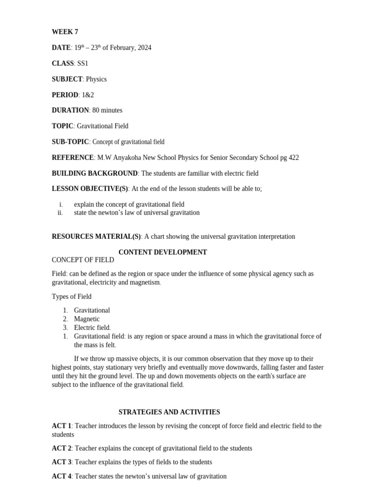 Physics Lesson Note Week 7 | PDF | Waves | Electron
