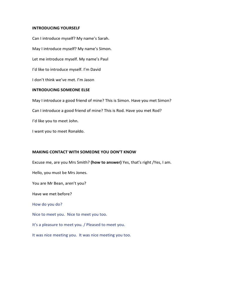 Social Introductions Guide | PDF