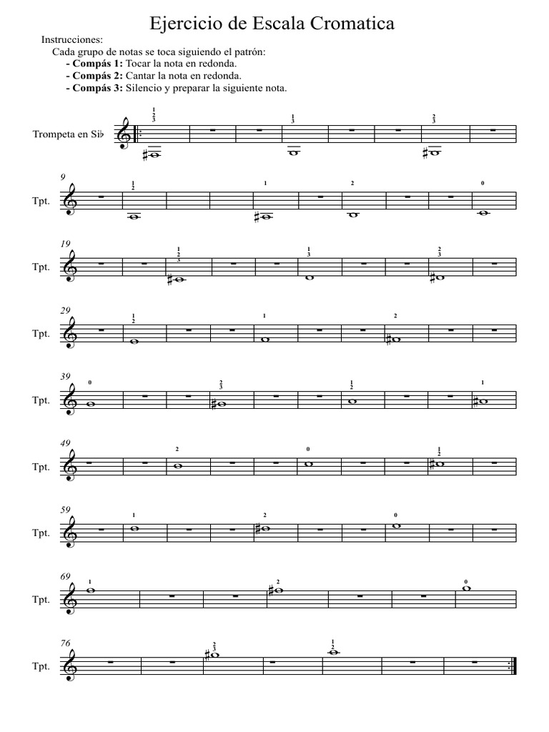Escala Cromatica para Trompetistas Iniciantes | PDF | Formas musicales ...