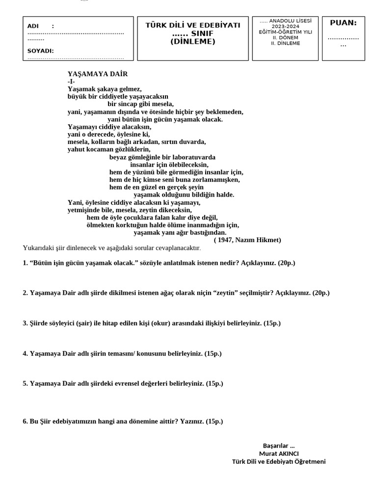 2 Dinleme Sinavi | PDF