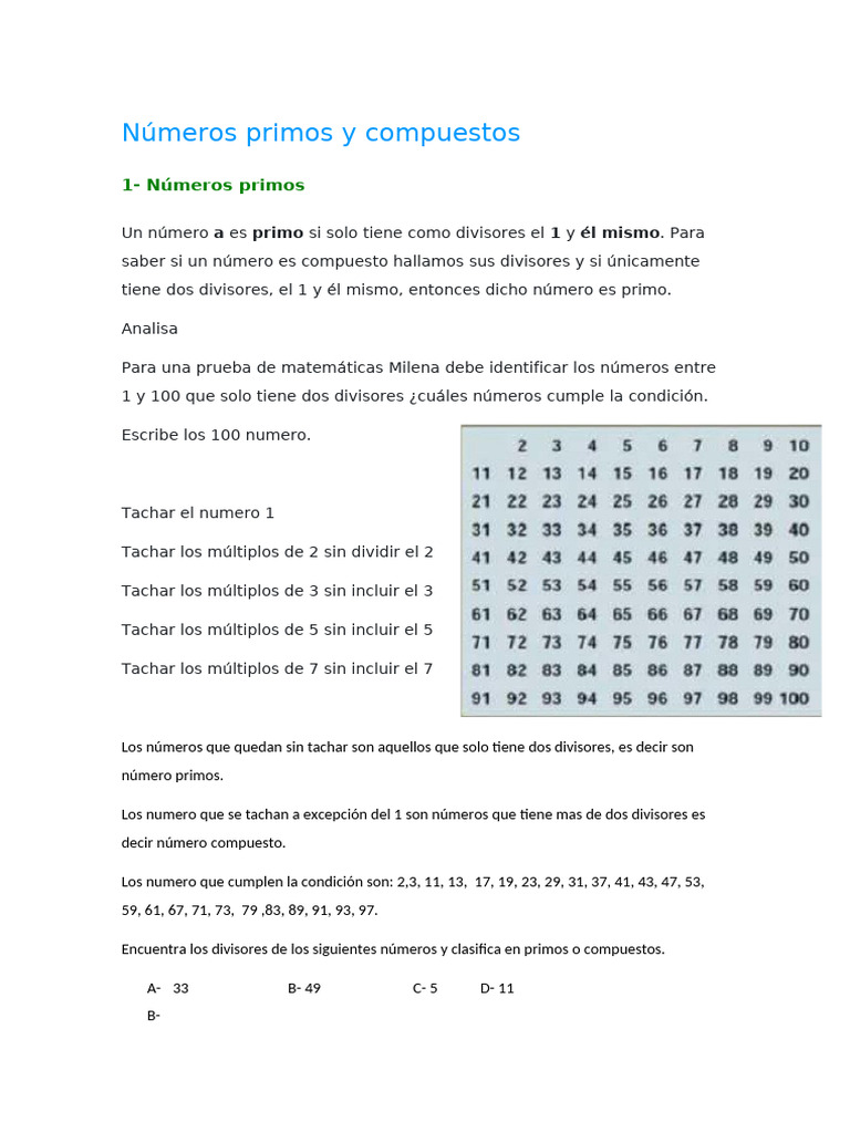 Números Primos y Compuestos | PDF | Matemática Elemental | Aritmética