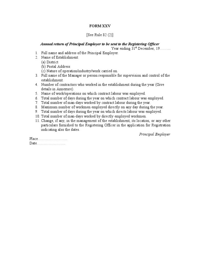 contlabourFORM XXV | PDF | Business | Finance & Money Management