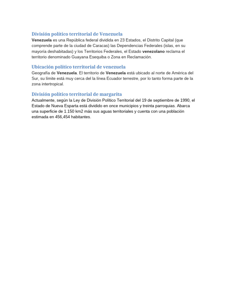 División Política Territorial de Venezuela | PDF