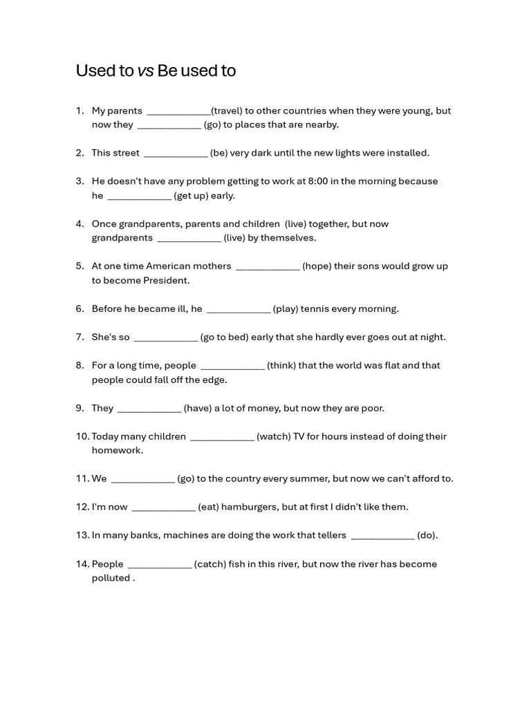 English Grammar: Used to vs Be Used to | PDF