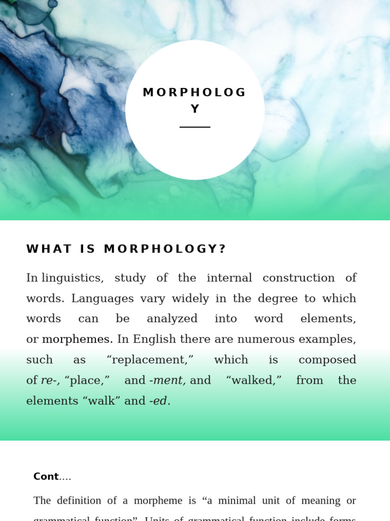 Morphology Pdf Morphology Linguistics Word