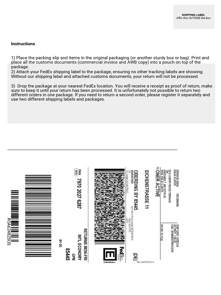 Return Label | PDF | Receipt | Business